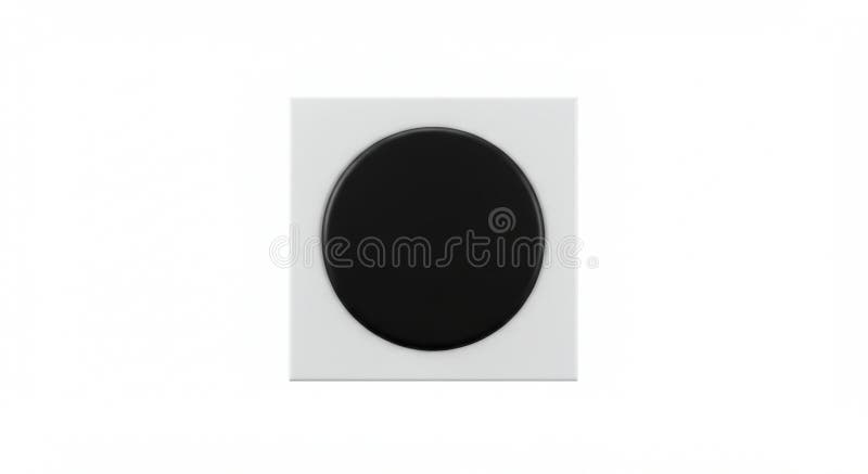 Square White Panel with a Large, Central Black Circular Button. the ...