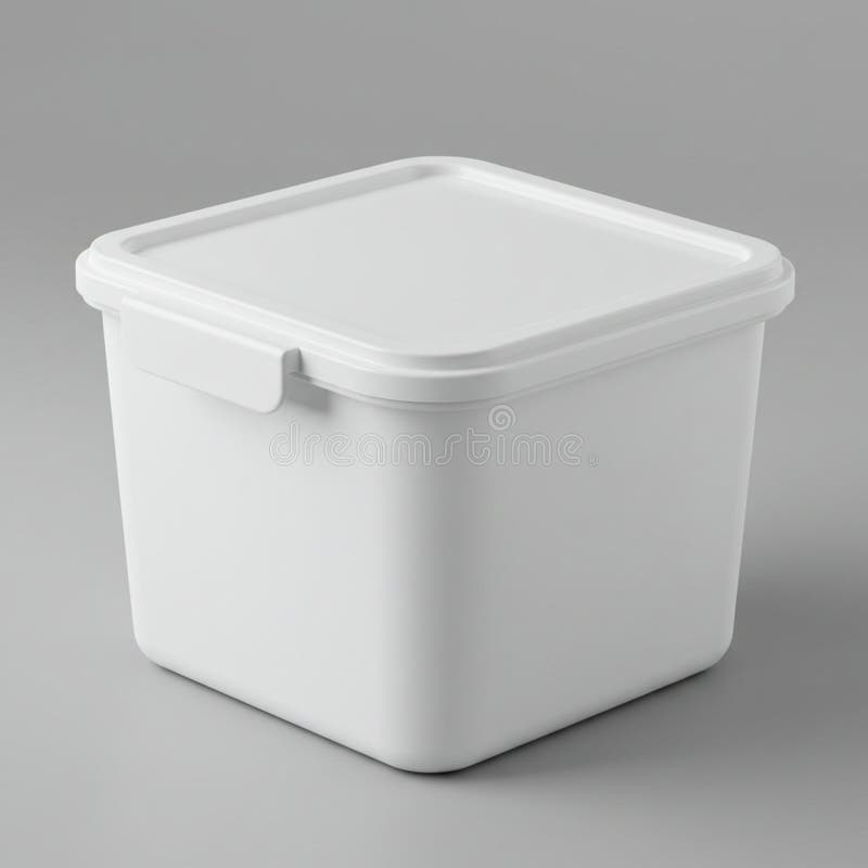 A Square, White Plastic Container with a Lid and a Side Latch. the ...