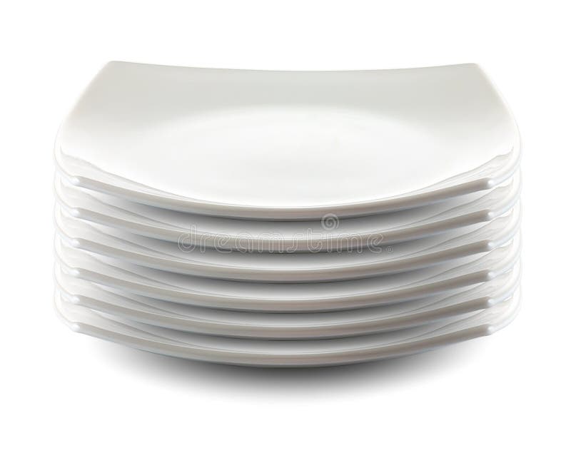 Square white plates stack stock photo. Image of lunch - 22908564