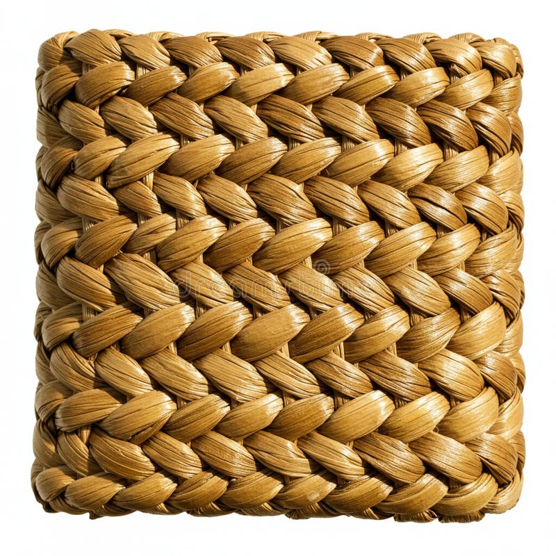 Square Wicker Basket with Tightly Interwoven Strands. Made of Natural ...