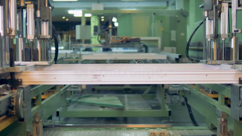An Automatic Assembling Line for Window Frames of PVC Profiles. Stock ...