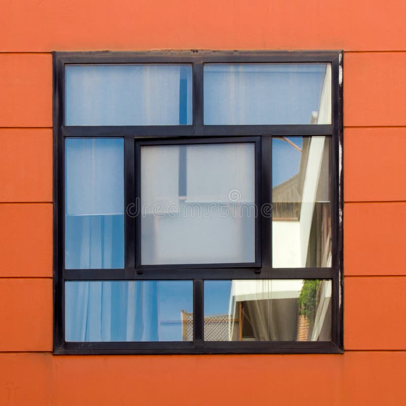 Square Window with Reflections. Stock Photo - Image of rectalgle ...