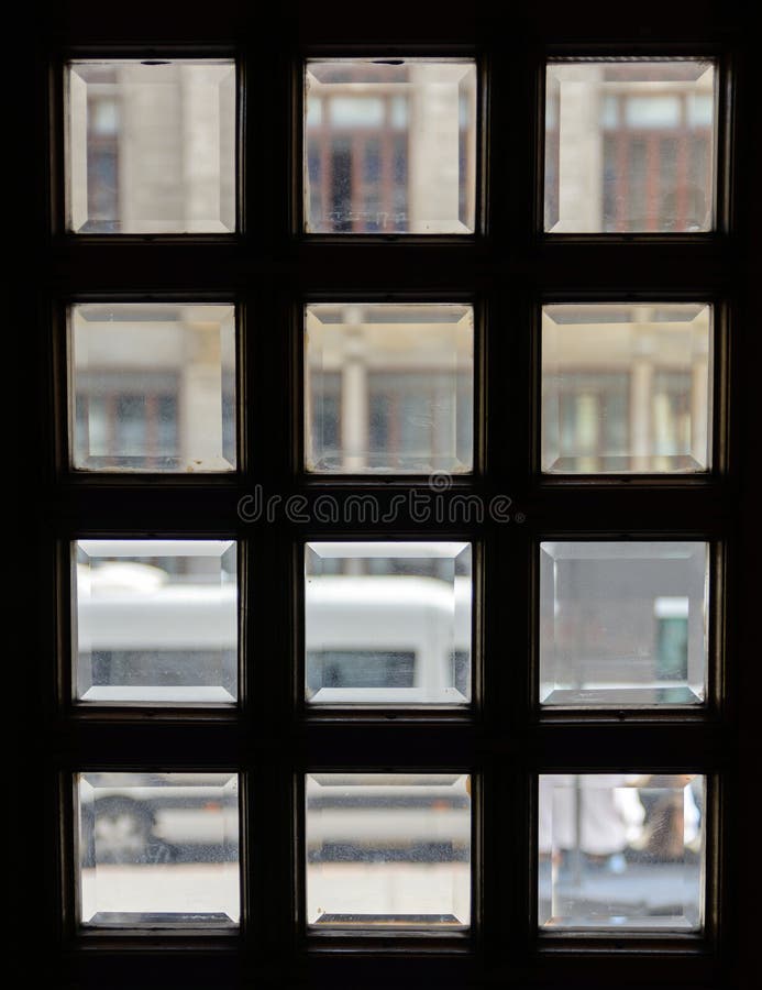 Square Windows in the Door. Glass with Bevel Stock Image - Image of ...