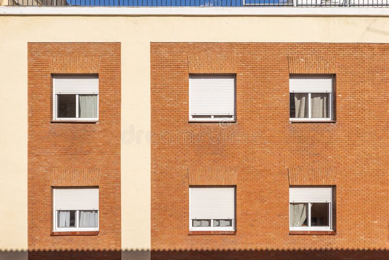 Square Windows on the Facade of a Residential Stock Photo - Image of ...