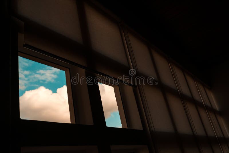 Square Windows that Shows a Clear Blue Sky at the Outside Stock Image ...