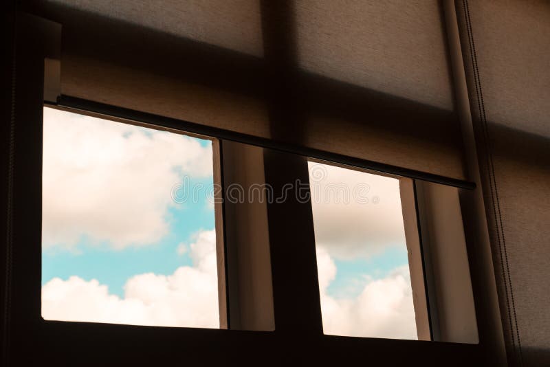 Square Windows that Shows a Clear Blue Sky at the Outside Stock Image ...