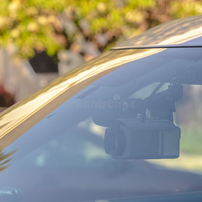 Square Windshield of Sheriffs Car with Dashboard Camera Stock Photo ...