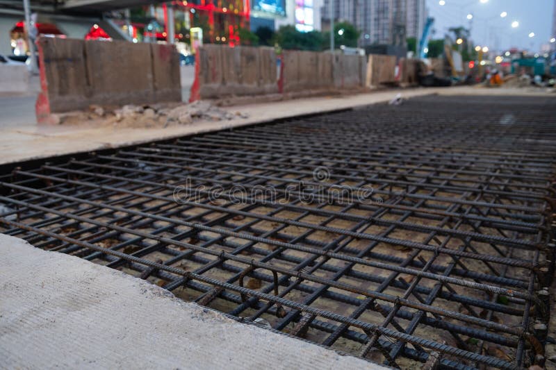 Square Wire Mesh for Rebuilt Road Floor Stock Image - Image of ...