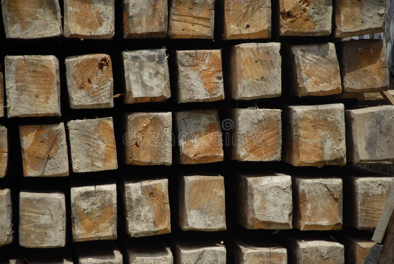 Square Logs On Wooden House. Wooden Beams In The Groove Stock Image ...