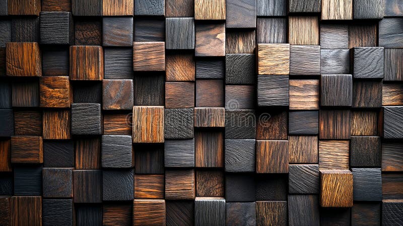 Square Wood Pattern Background with Textured Blocks Creating 3D Effect ...