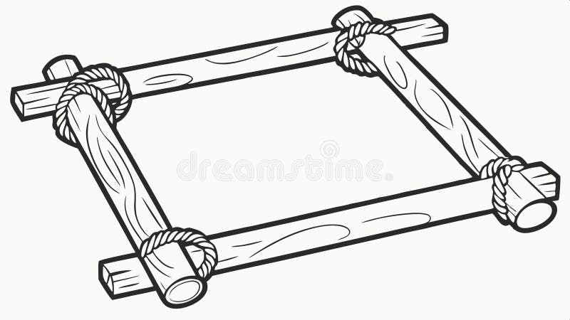 Square Wooden Frame Structure Carpentry Construction Element Vector ...