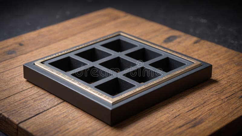 Square Wooden Grid on a Rustic Surface, Showcasing Organization and ...