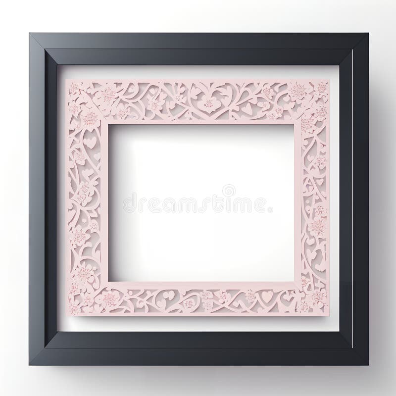 Square Wooden Romantic Poster Frame with Floral Design. AI Generated ...