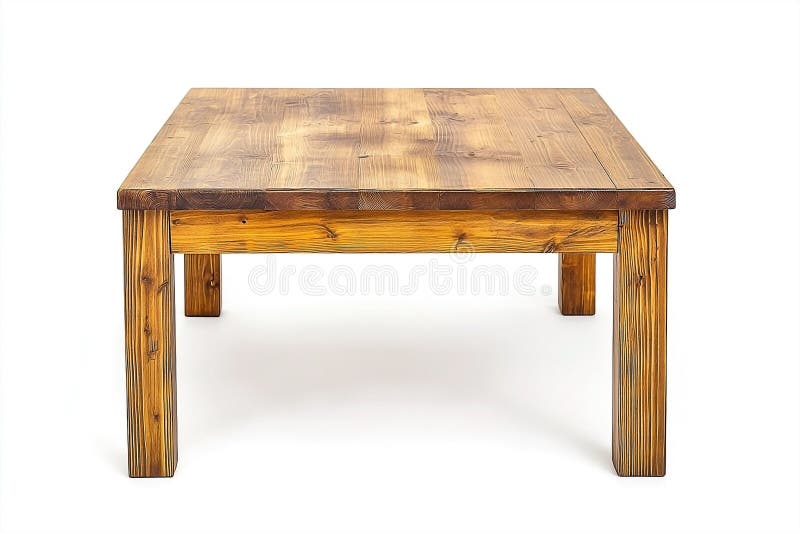 Square Wooden Table with Brown Wood Grain Texture on a White Background ...