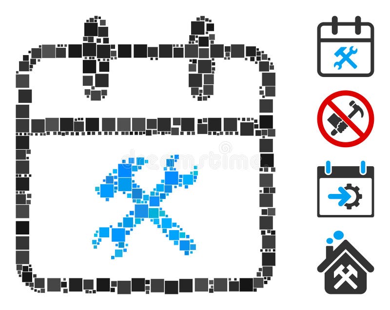 Square Working Day Icon Vector Mosaic Stock Illustration - Illustration ...