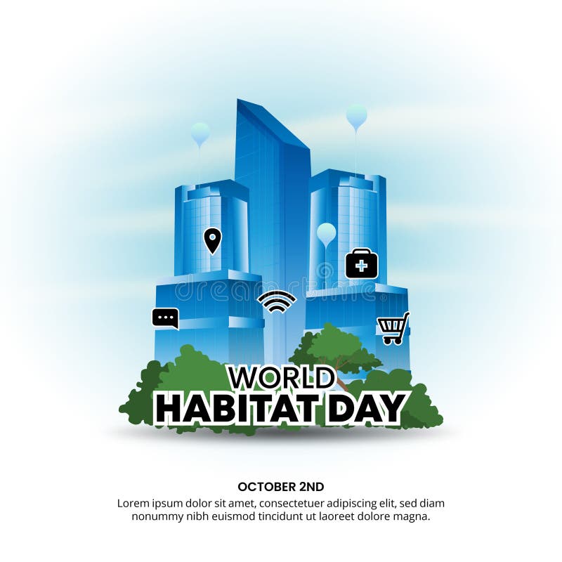Square World Habitat Day Background with Modern Buildings and a Good ...