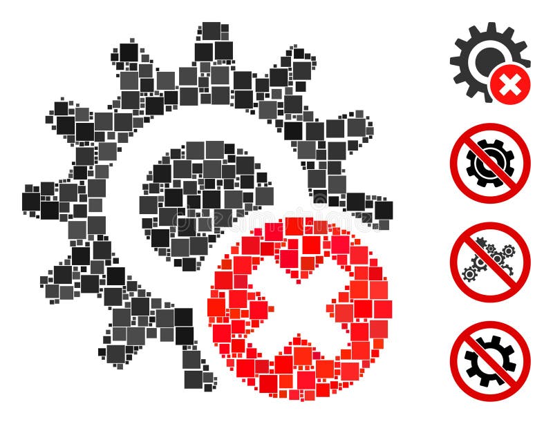 Square Wrong Settings Gear Icon Vector Mosaic Stock Vector ...