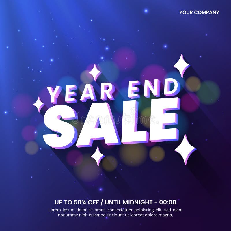 Square Year End Sale or End of Year Sale Banner with Typography and ...