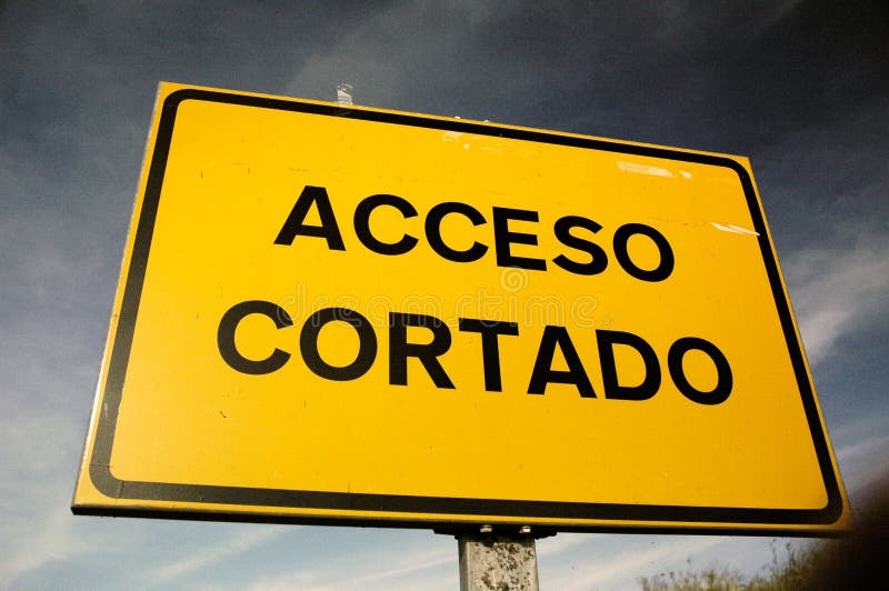 Square Yellow Sign Announcing Cut Access Stock Image - Image of ...