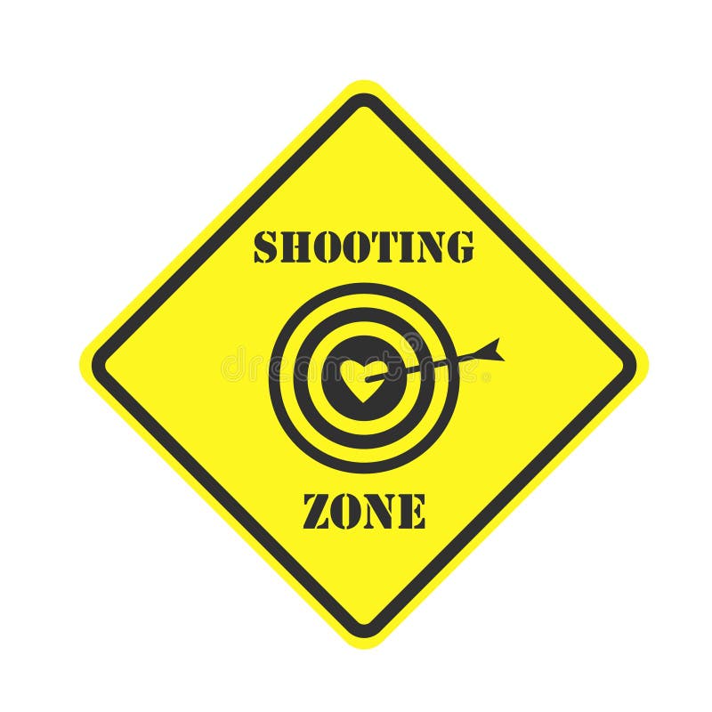 Square Yellow Sign. Shooting Zone Sign Isolated on White Background ...