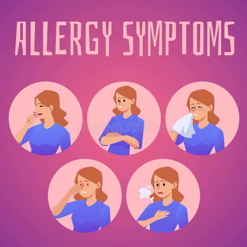Squared Banner about Allergy Symptoms Flat Style, Vector Illustration Stock Vector ...