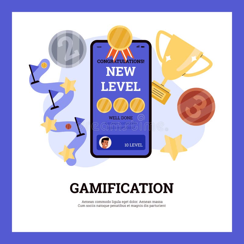 Squared Banner about Gamification Flat Style, Vector Illustration Stock ...