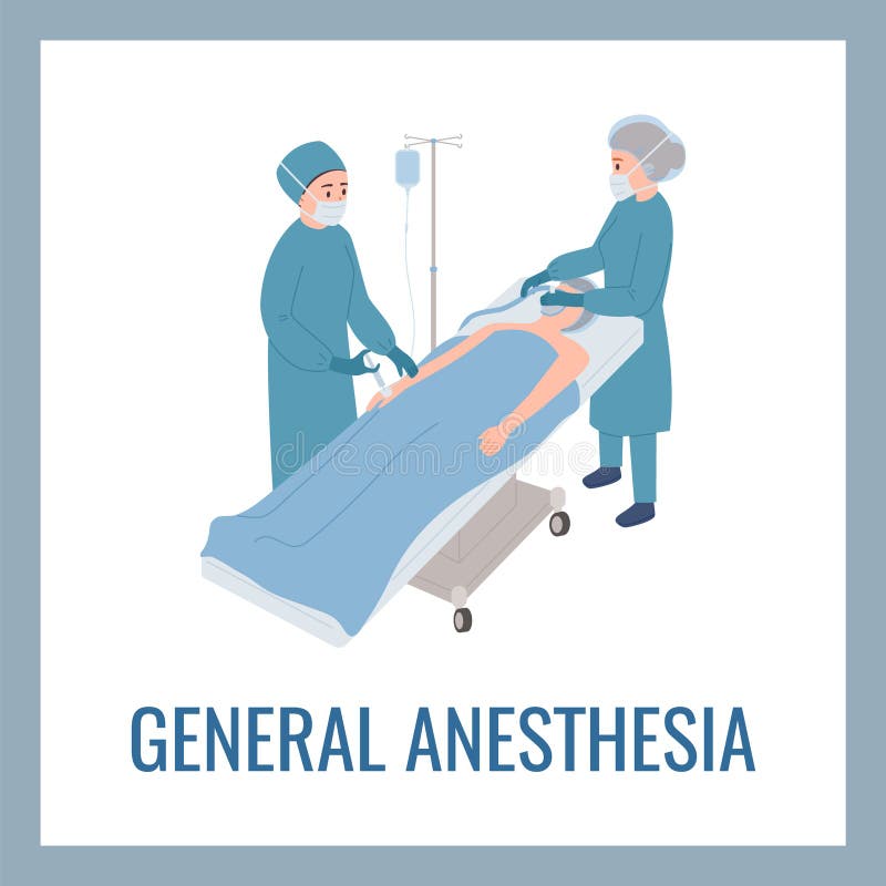Squared Banner about General Anesthesia Flat Style, Vector Illustration ...