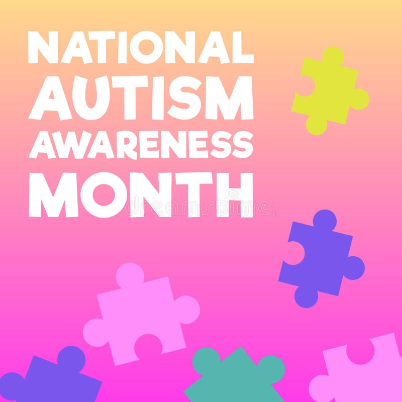 Squared Banner about National Autism Awareness Month Flat Style Stock ...