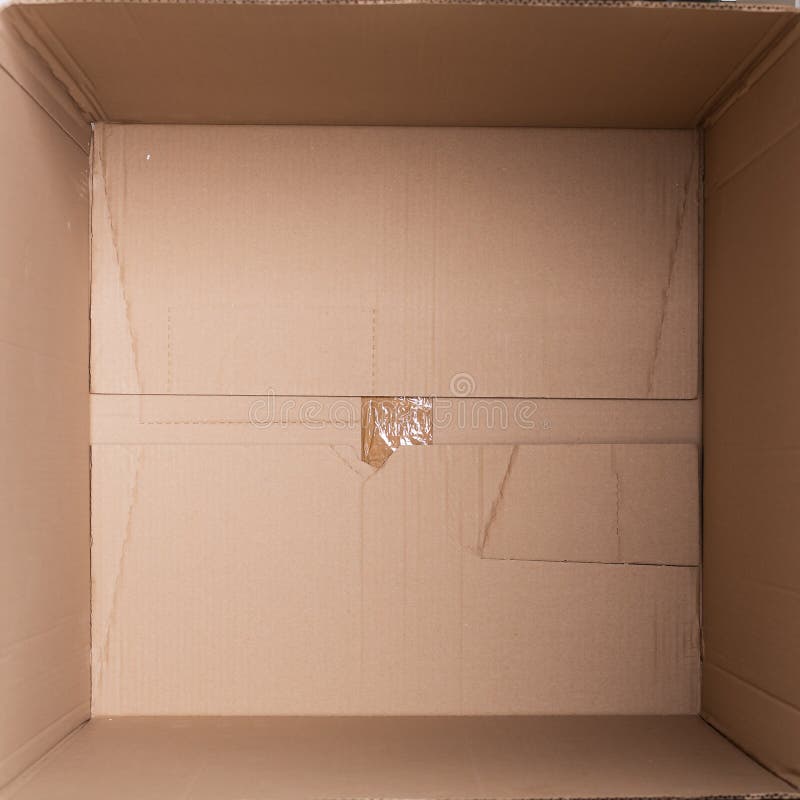 Squared Brown Empty Packaging Box Close Up Stock Photo - Image of ...