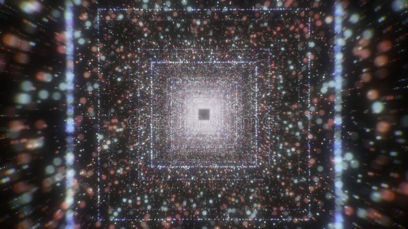 Squared Digital Tunnel, Blurred Flying Dots, Seamless Loop. Motion ...