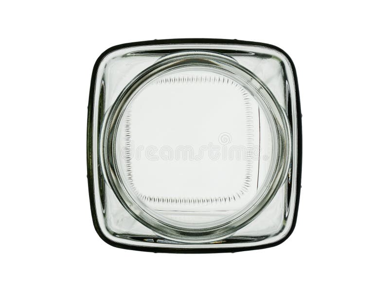The Top View on the Empty Glass Jar of an Oval Form Isolated on a White ...