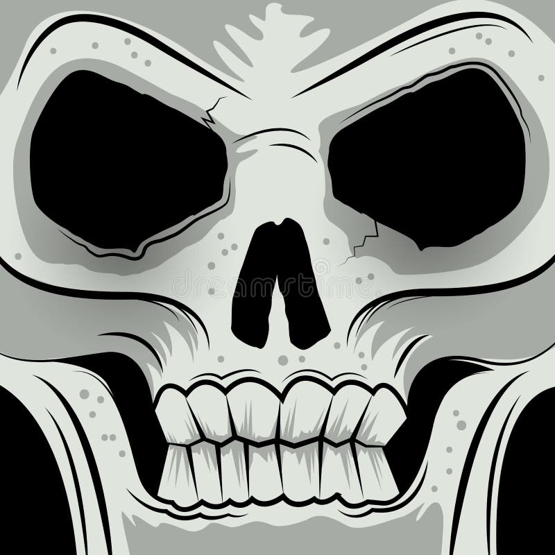 Squared Faced Angry Skull stock vector. Illustration of grim - 37384881