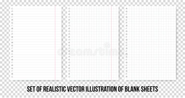 Squared and Lined Paper Sheets of Notebook or Copybook. Vector ...