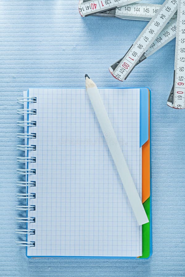 Squared Notepad Pencil Measuring Tape Construction Concept Stock Image ...