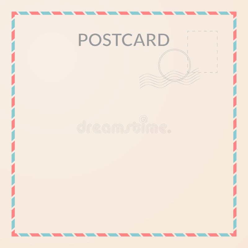 Squared Postcard Template. Vintage Travel Post Card Back Stock Vector ...