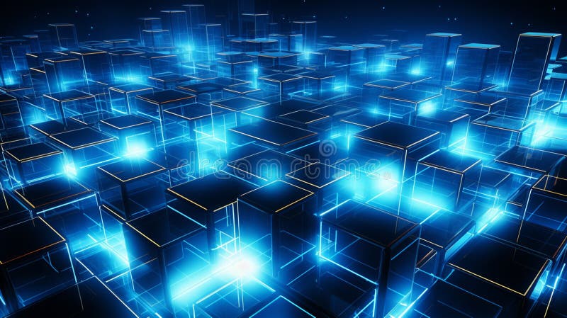 Squares Blue Technology Pattern Background Stock Image - Image of blue ...