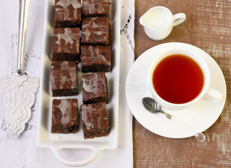 Squares of chocolate cake stock image. Image of brown - 31392981