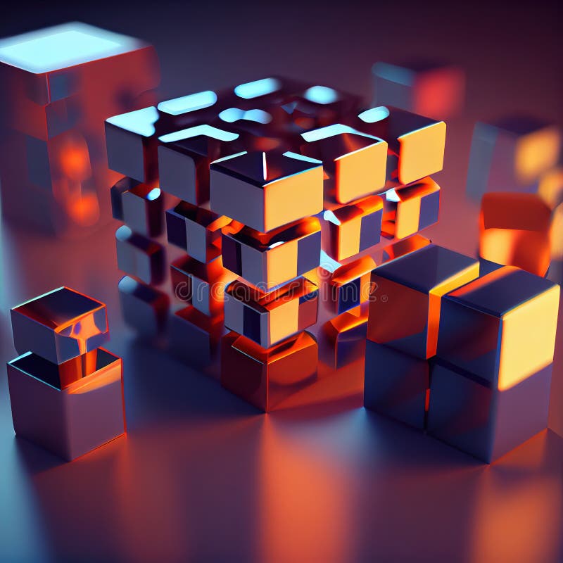 Squares Cubes Geometry Pattern Abstract Background. Generative AI Stock ...