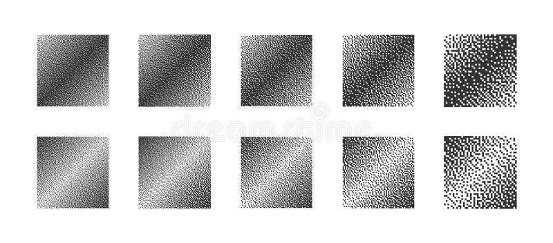 Squares with Different Resolution of Bitmap Dither Tilted Gradient Vector Set Stock Illustration ...