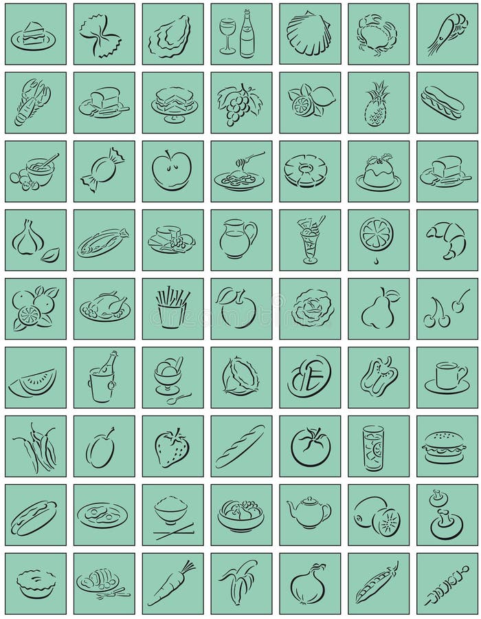 Buttons with food symbols stock vector. Illustration of cakes - 7325072