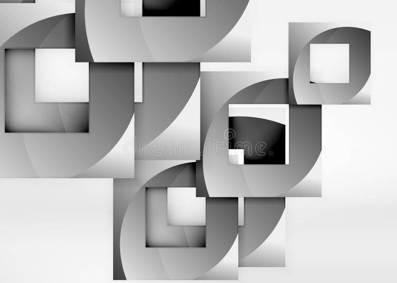 Squares Geometric Object in Light 3d Space, Abstract Background Stock ...