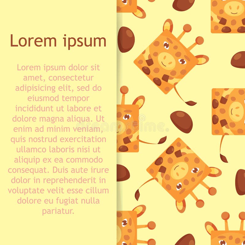 Squares Giraffe Seamless Pattern. Vector Background with the Faces of ...