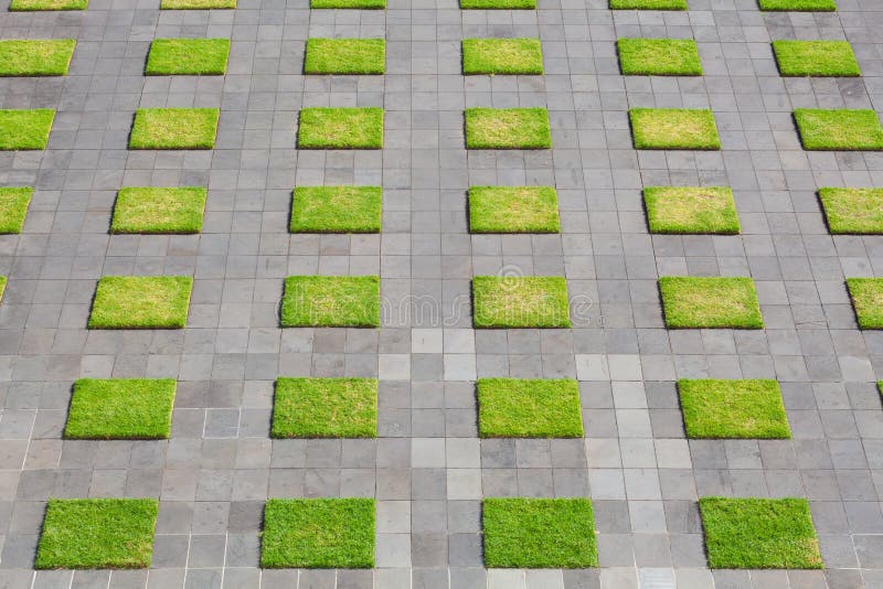 Grass and Concrete - Modern Pavement Background. Stock Image - Image of ...