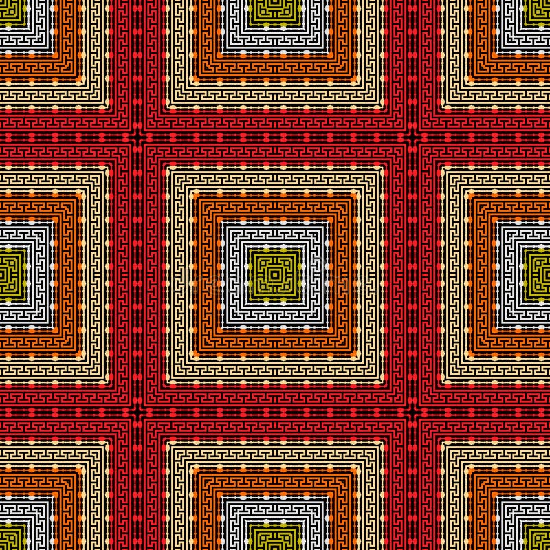 Squares Greek Black and White Vector Seamless Pattern. Ornamental ...