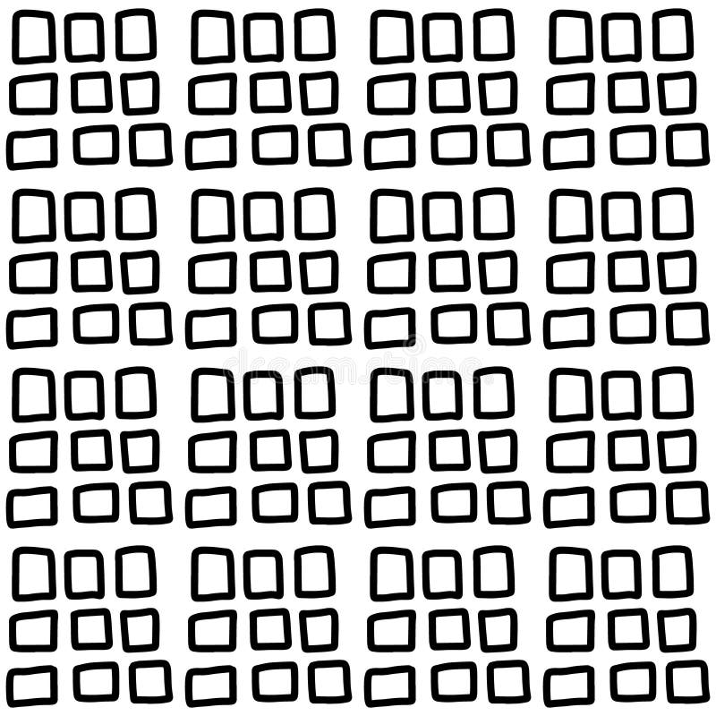 Squares Hand Drawn Seamless Pattern Black White Contrast Stock Vector ...