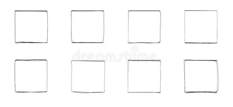 Squares Line, Grunge Vector Set in Sketch Style. Frames Outline in Hand ...