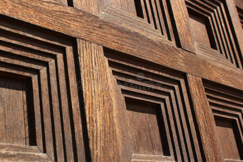 Squares Pattern on Old Wooden Door, Closeup Image Stock Photo - Image ...