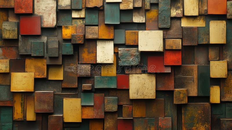 Squares Pattern. Rustic Wood Blocks with Earthy Tones Create Appealing ...