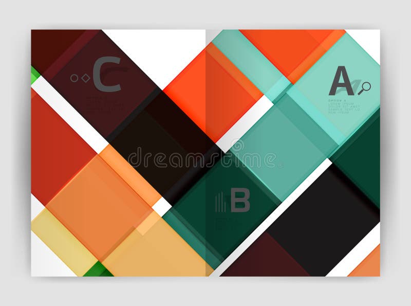 Squares and Rectangles A4 Brochure Template Stock Vector - Illustration ...