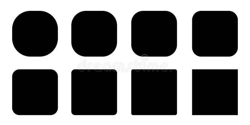 Squares Set with Rounded Borders and Corners in Various Styles ...